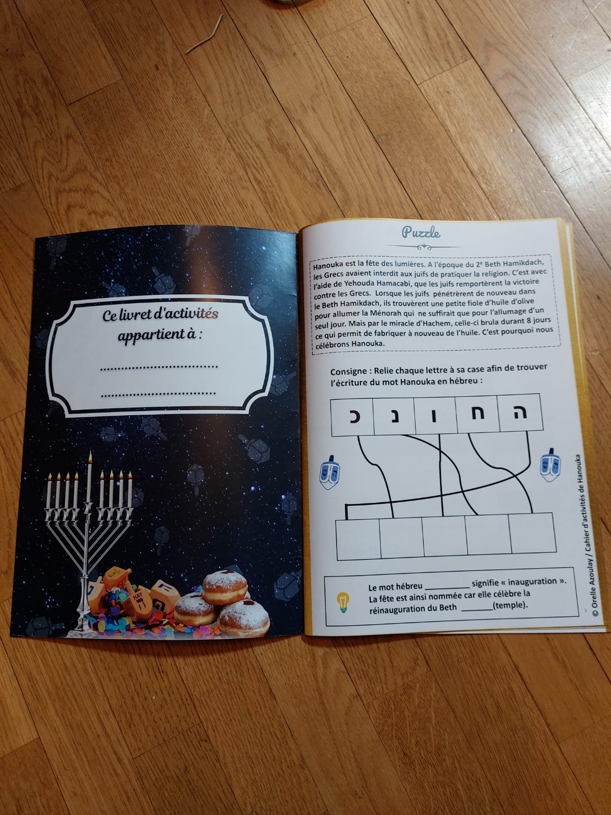 Livret d'activités de Hanouka imprimé pour les grands - Orelle activités